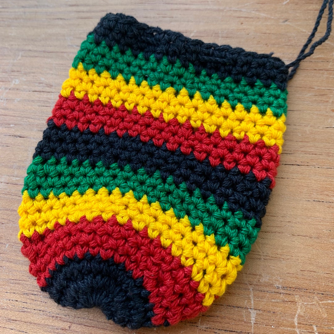 Crocheted Pouch Necklace Rasta Colors - Etsy