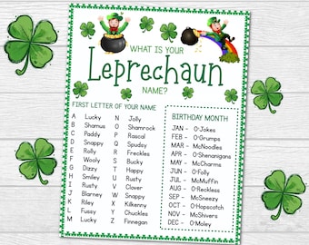 St Patricks Day Games Leprechaun Name Leprechaun Name Game Leprechaun ...