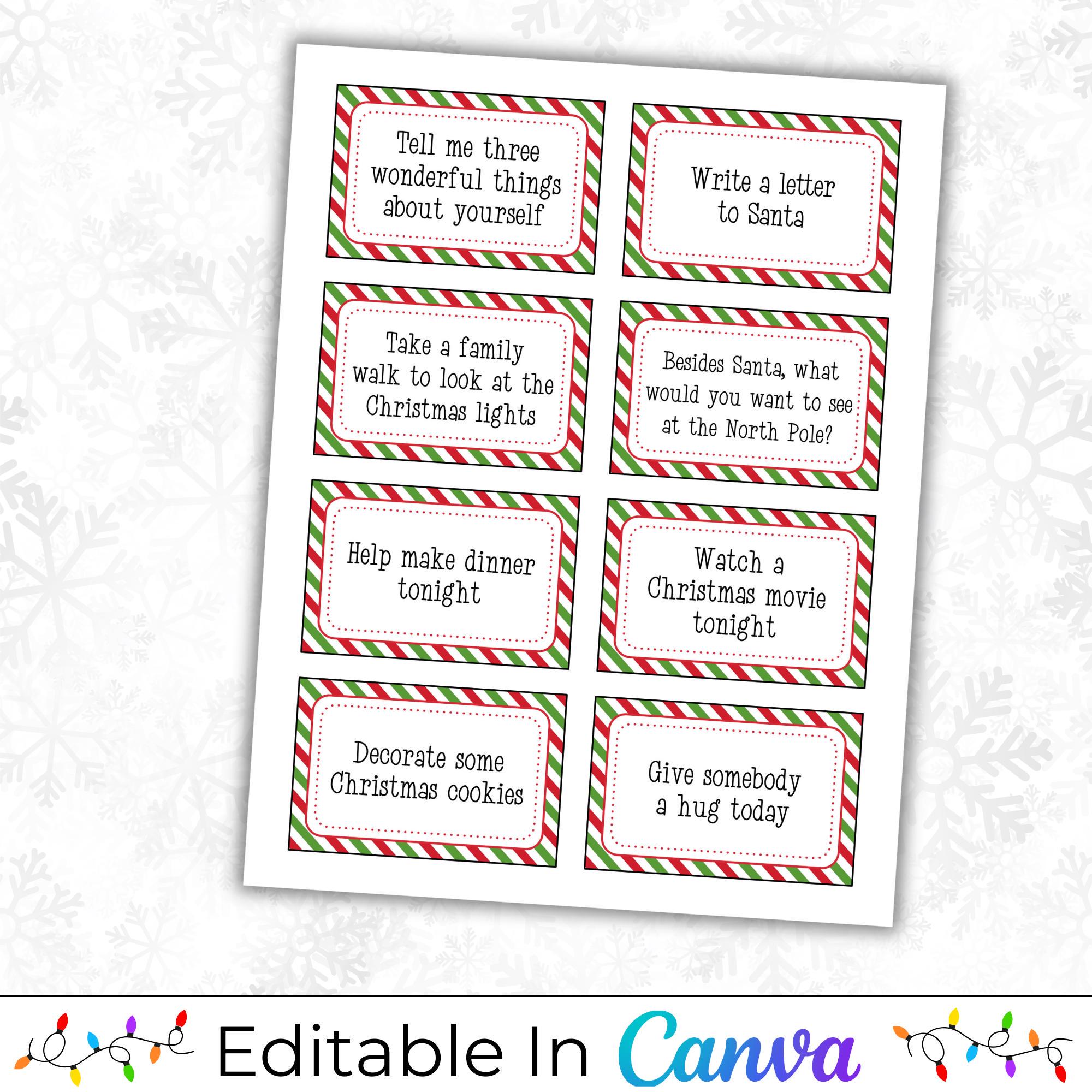 Editable Christmas Elf Notes: Printable Activity Cards (digital ...