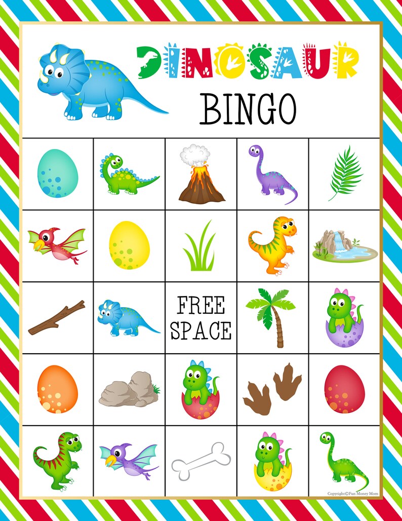 Dinosaur Bingo Game, Dinosaur Game, Dinosaur Party Games, Kids Bingo - Etsy