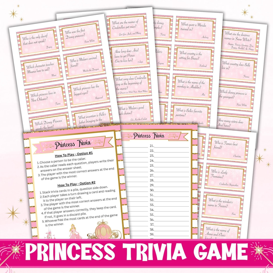 Princess Trivia Game - Printable Party Activity for Kids, Girls ...