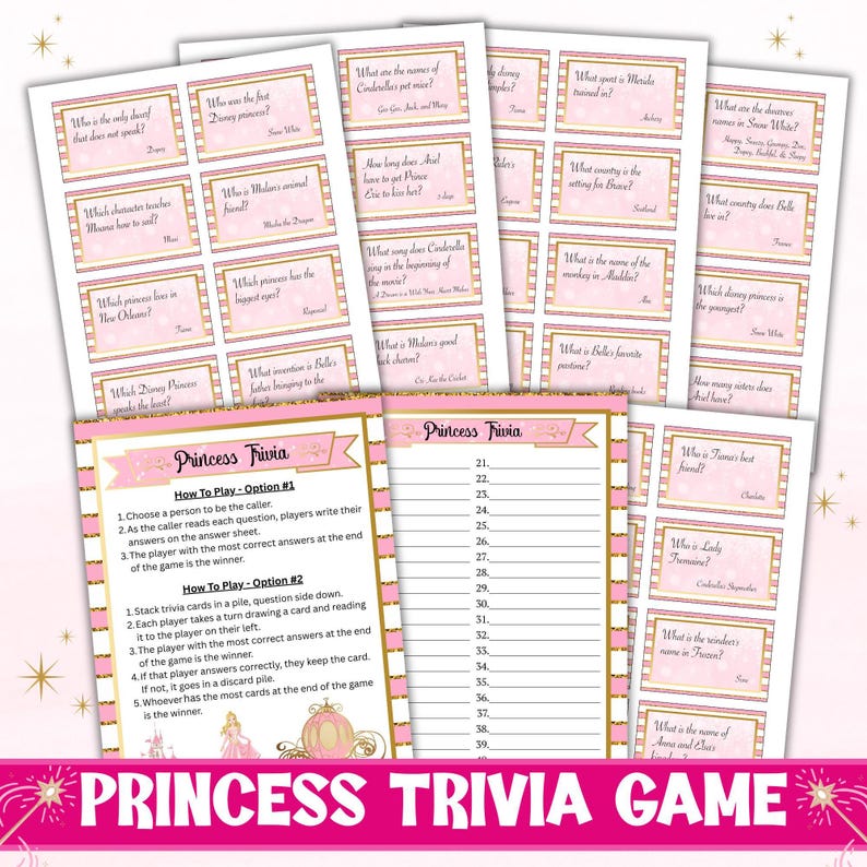Princess Trivia Game - Printable Party Activity for Kids, Girls ...