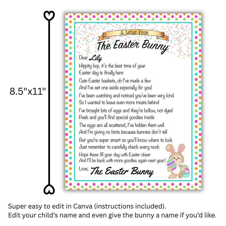 Editable Easter Bunny Letter Printable | Personalized Easter Bunny Note ...