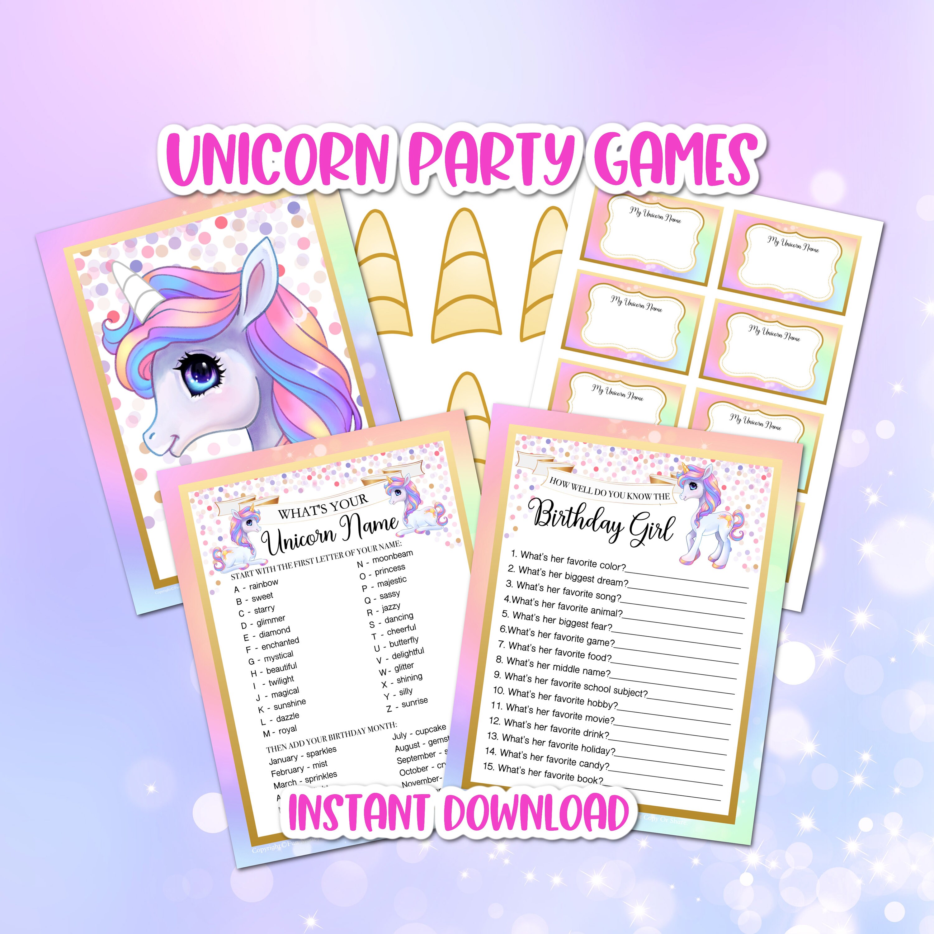 Fun Unicorn Party Games For Kids Birthday Party Printable, 56% OFF