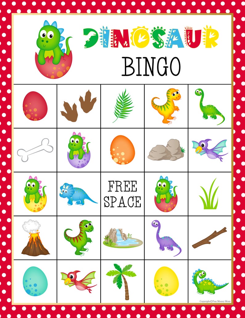 Dinosaur Bingo Game, Dinosaur Game, Dinosaur Party Games, Kids Bingo - Etsy