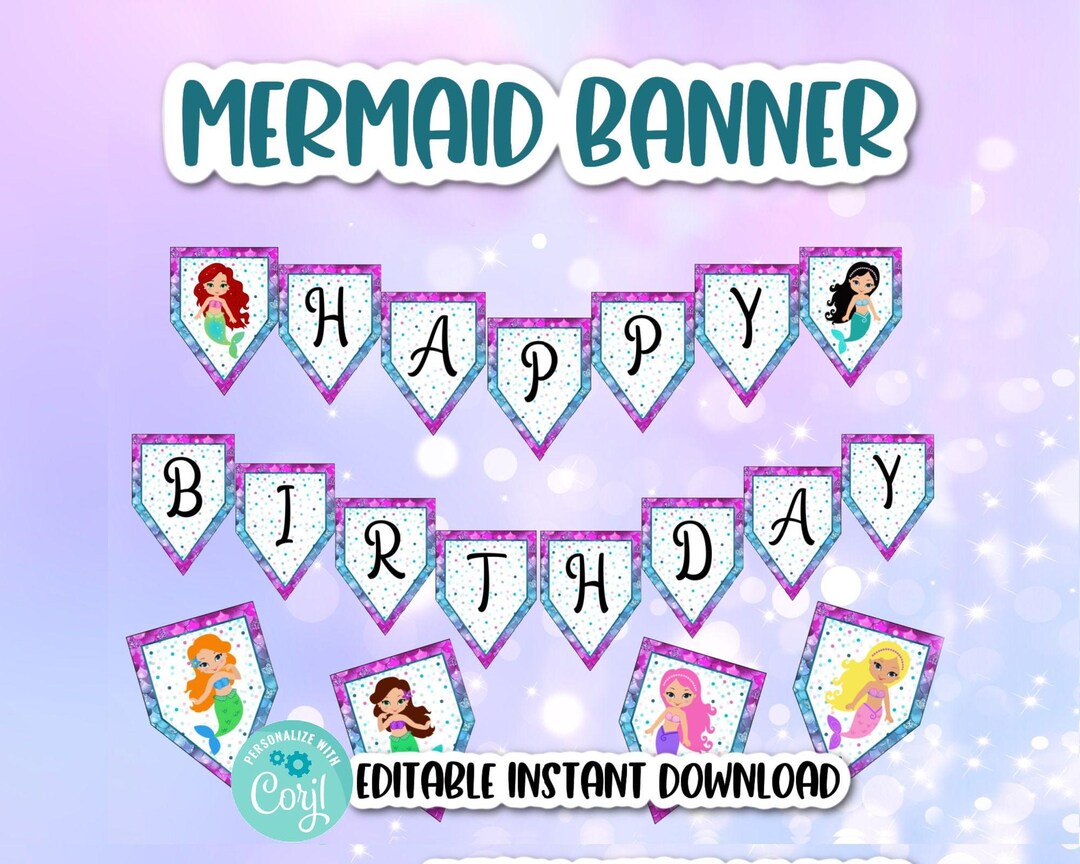 Mermaid Birthday Banner: A-Z Printable Letters (digital Download) - Etsy