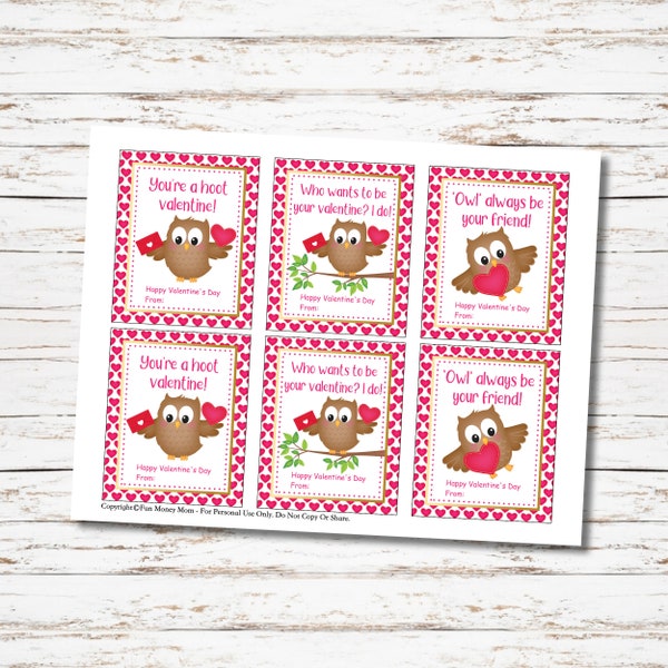 Owl Valentine Card - Etsy