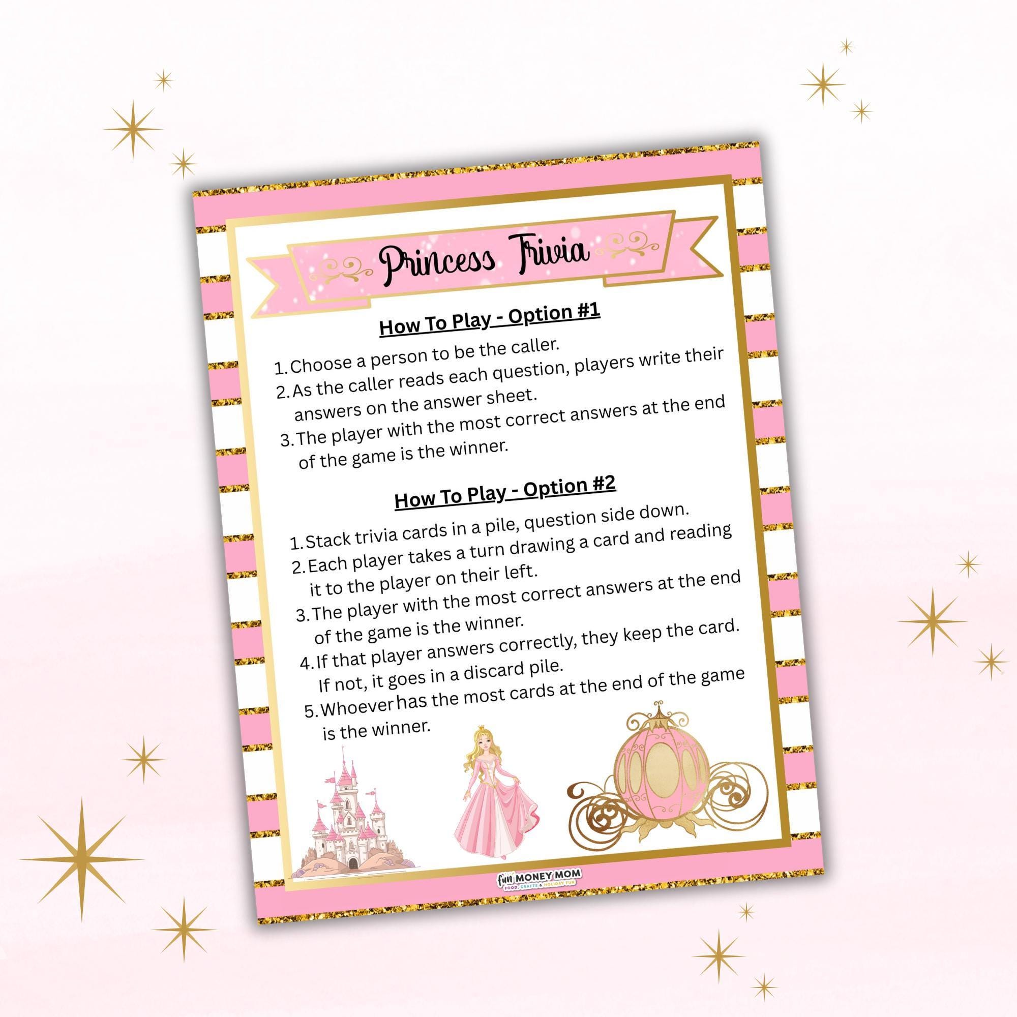 Princess Trivia Game - Printable Party Activity for Kids, Girls ...