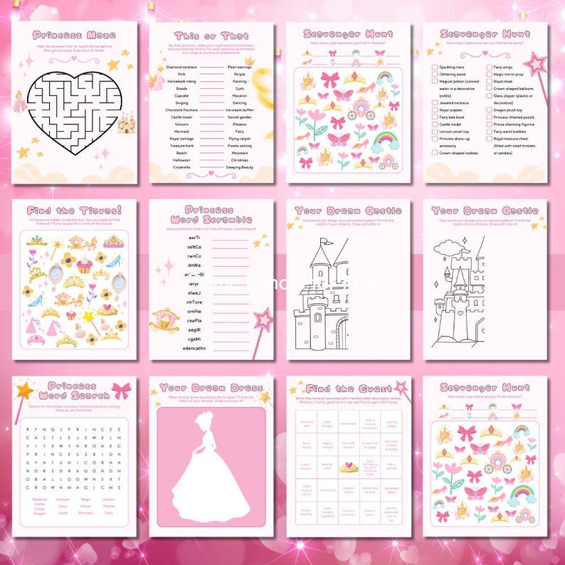 Princess Birthday Party Game Printables, Printable Princess Party Games ...
