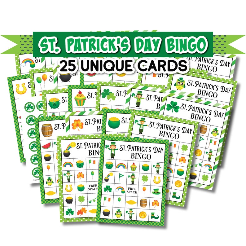 St. Patrick's Day Bingo instant Download, St. Patrick's Day Games, St ...