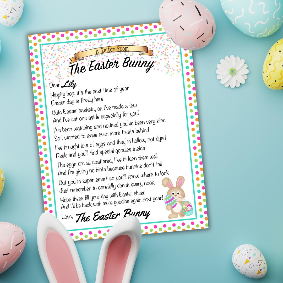 Editable Easter Bunny Letter Printable | Personalized Easter Bunny Note ...