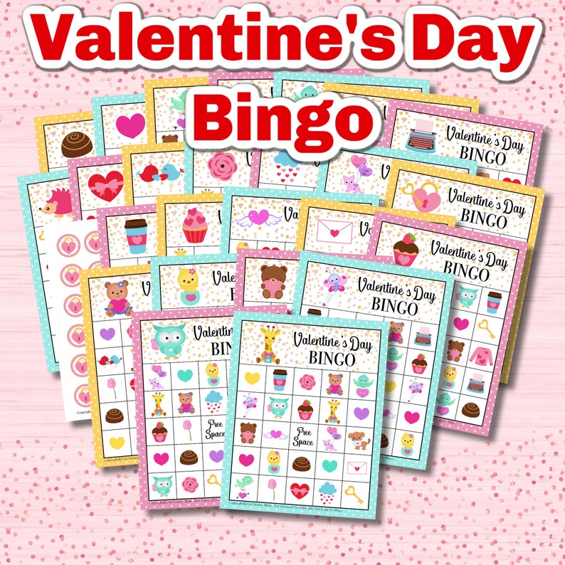 Valentine's Day Bingo (class Set), Printable Bingo Game, Valentine's ...