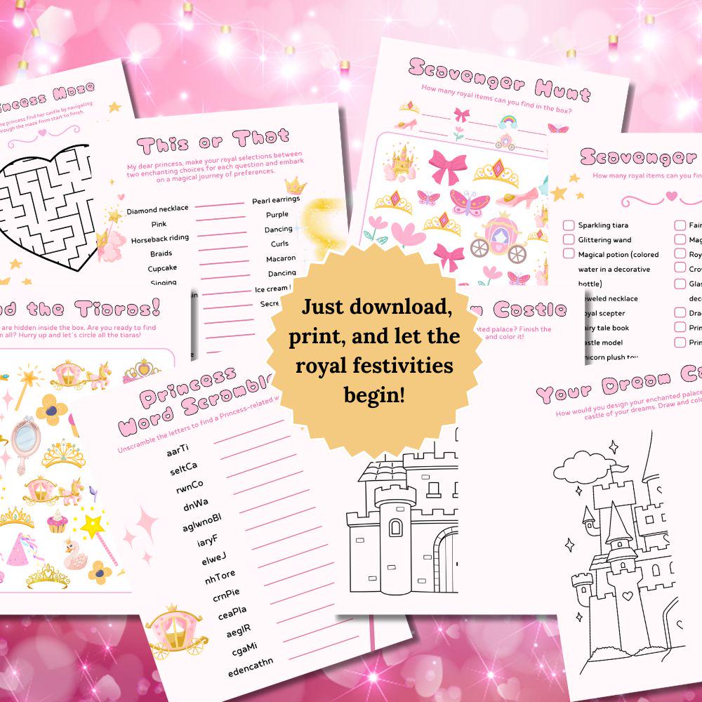 Princess Birthday Party Game Printables, Printable Princess Party Games ...