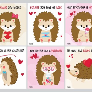 Hedgehog Valentines, Hedgehog Classroom Valentine Set - Etsy