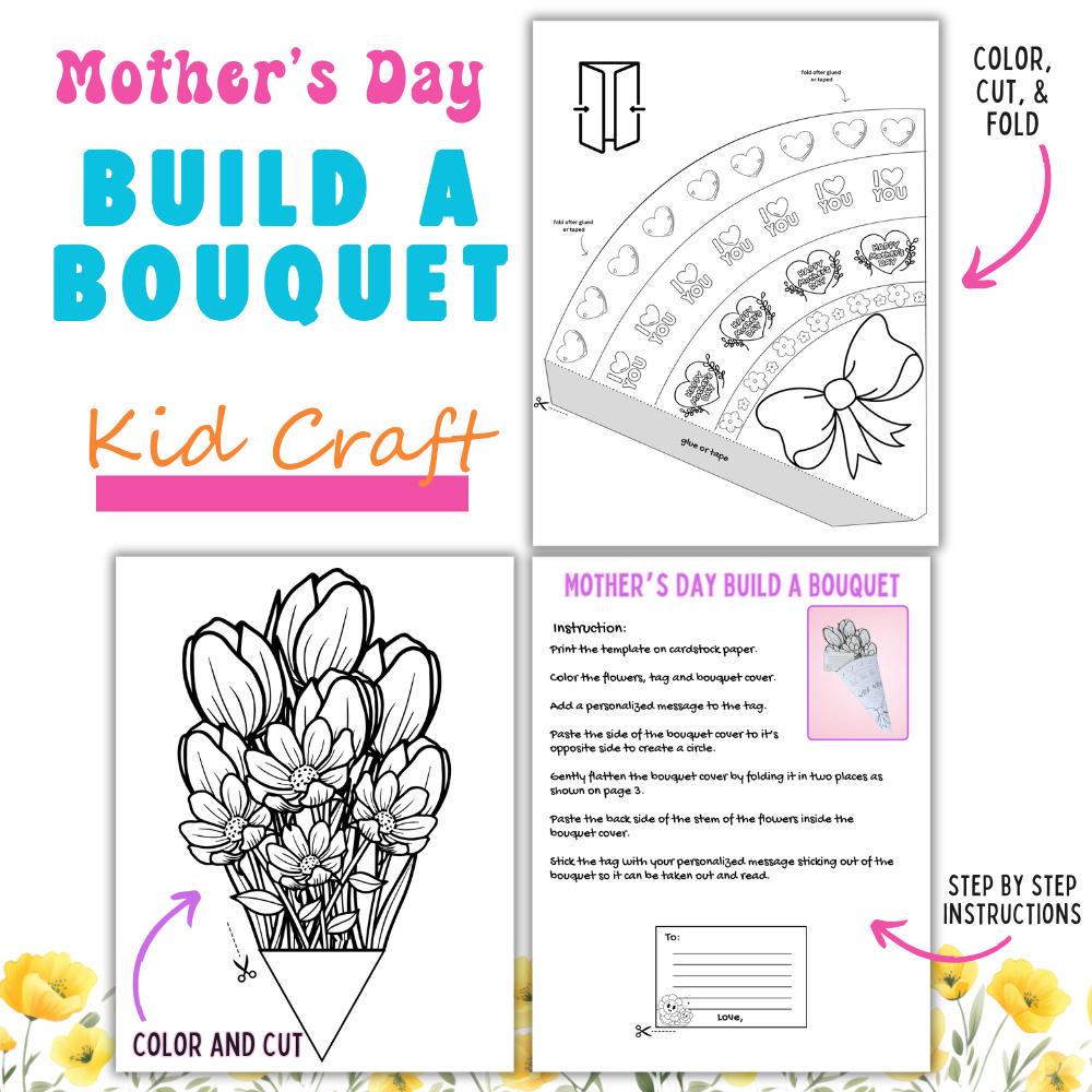Mother's Day Paper Flower Bouquet Craft: Printable Kid Activity ...
