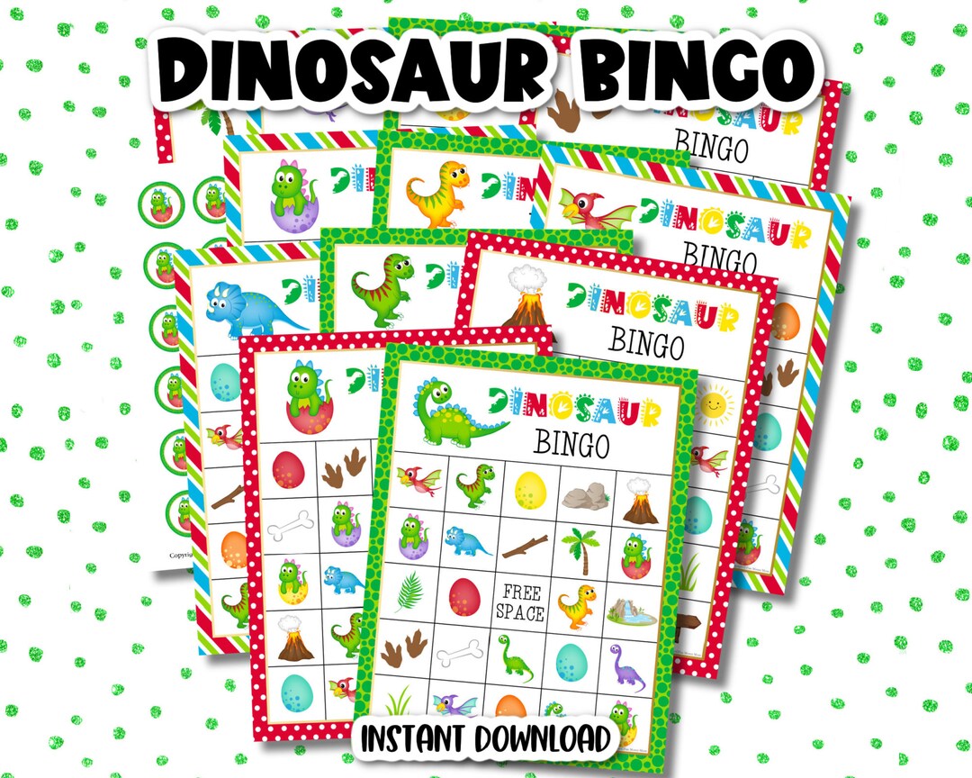 Dinosaur Bingo Game, Dinosaur Game, Dinosaur Party Games, Kids Bingo - Etsy