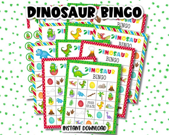 Dinosaur Bingo Game Dinosaur Game Dinosaur Party Games Kids | Etsy