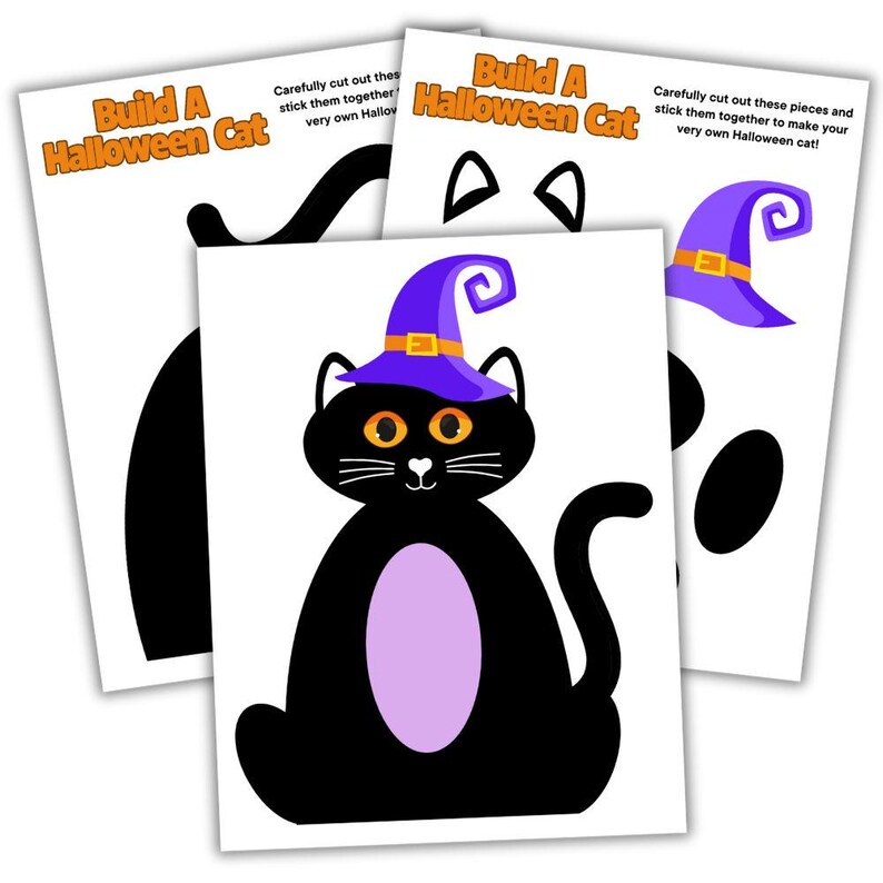 Build A Black Cat Halloween Craft, Halloween Activity for Kids, Fall ...