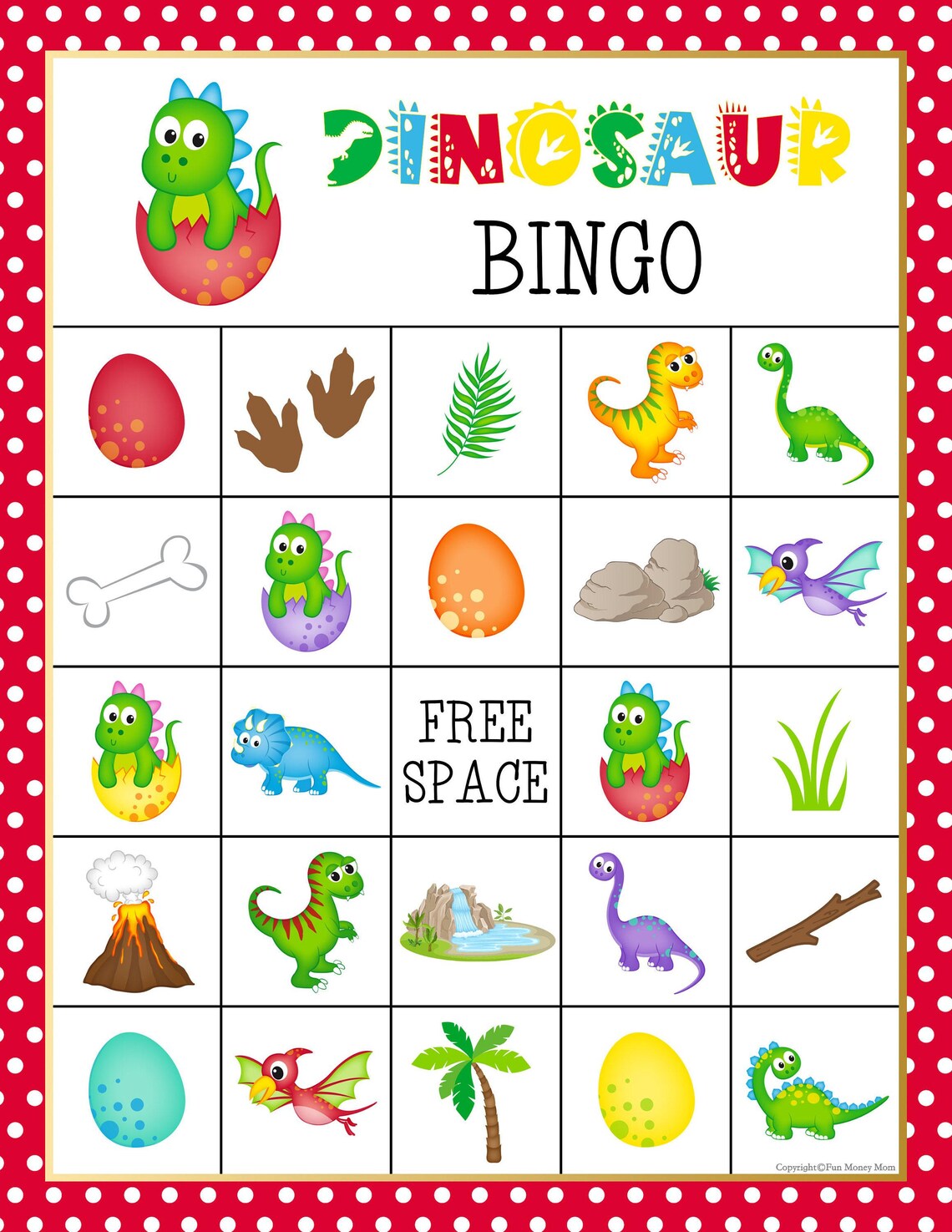 Dinosaur Bingo Game: Kids Party Activity (digital Download) - Etsy