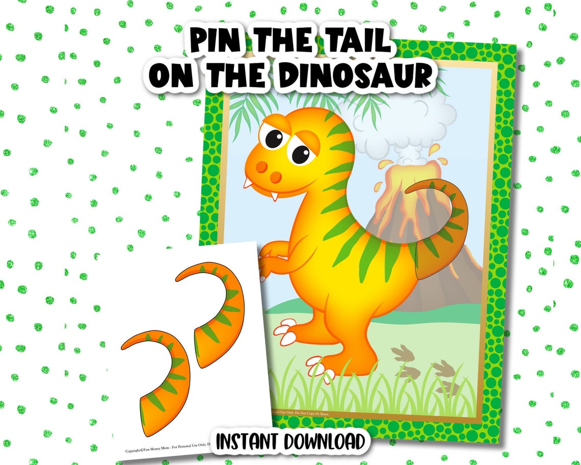 Pin the Tail on the Dinosaur, Dinosaur Game, Dinosaur Party Game - Etsy