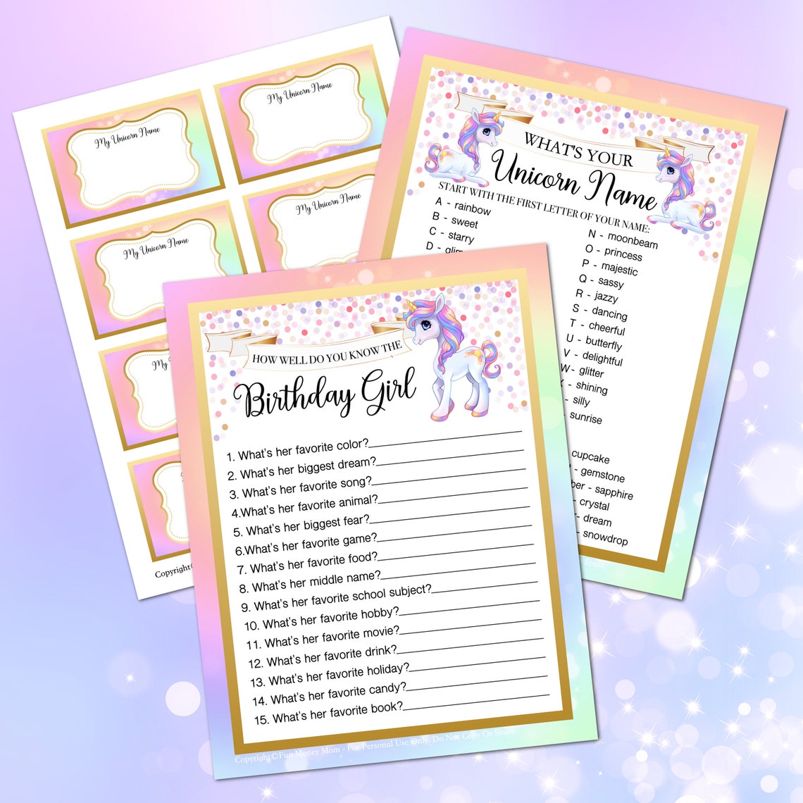 Unicorn Party Pack, Unicorn Birthday Party, Unicorn Party Printables ...