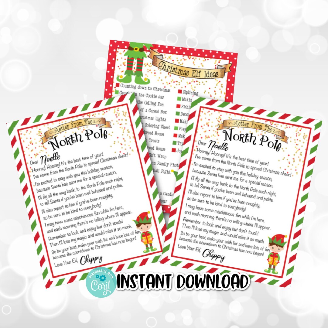 Christmas Elf Letter Editable Template: Holiday Printable Note and ...