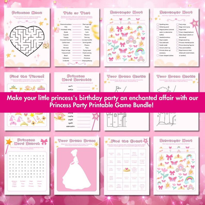 Princess Birthday Party Game Printables, Printable Princess Party Games ...