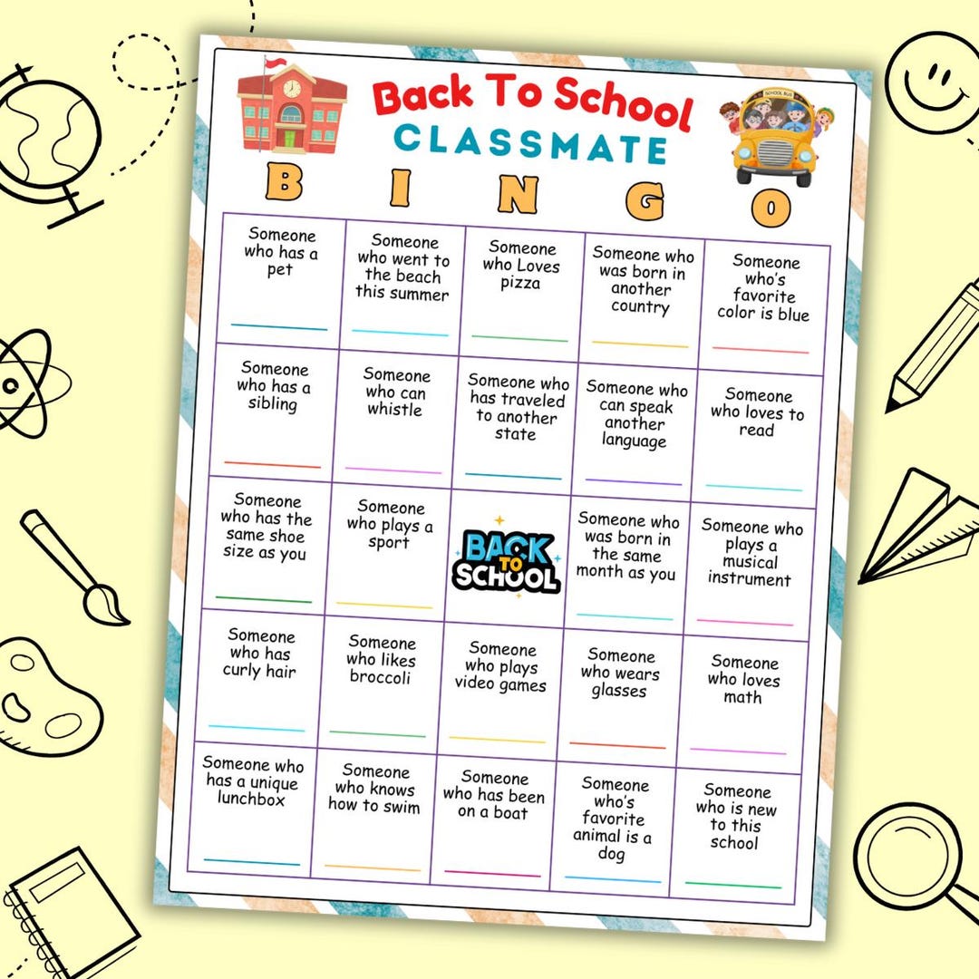 Back to School Classmate Bingo Game: Printable Icebreaker (digital ...