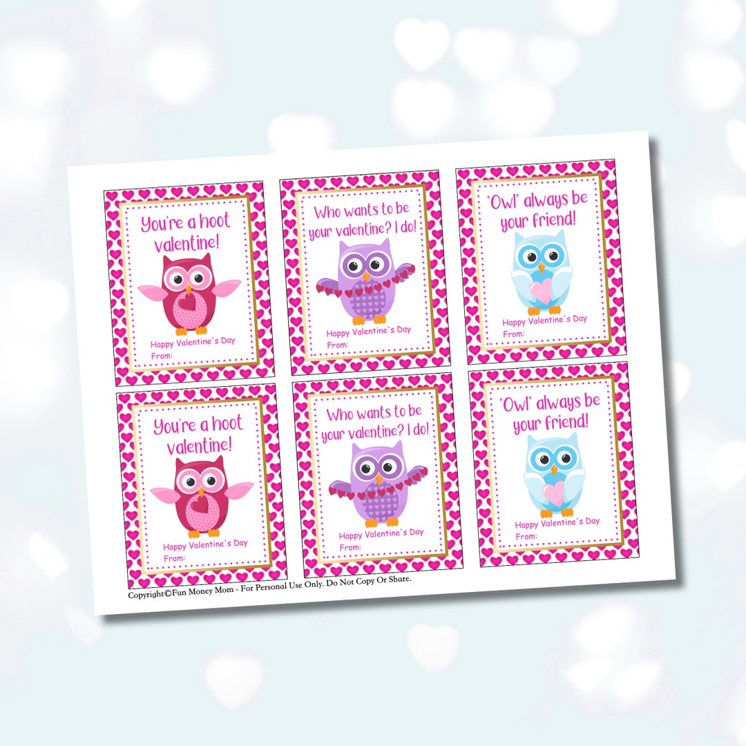 Colorful Owl Valentines, Owl Valentine Cards, Valentines, Valentine ...