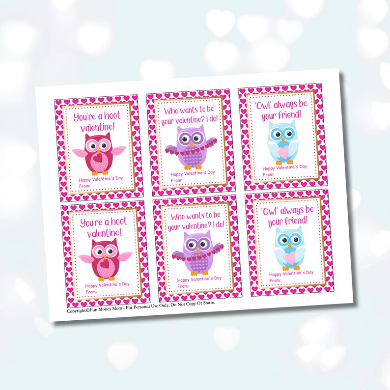Colorful Owl Valentines, Owl Valentine Cards, Valentines, Valentine ...