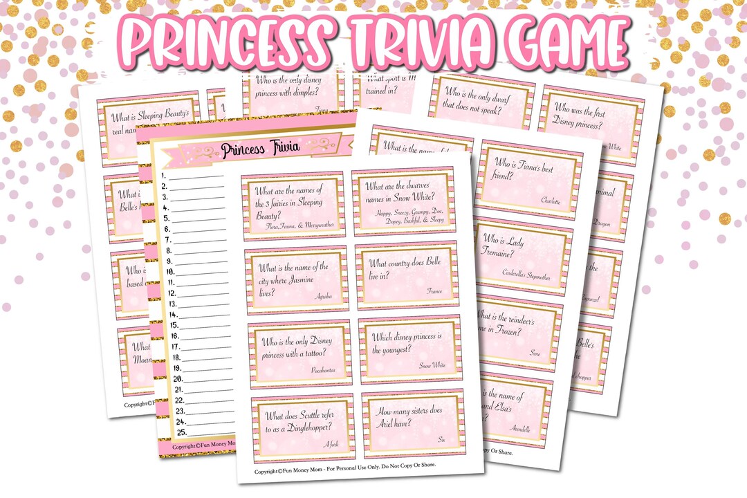Princess Trivia Game - Etsy