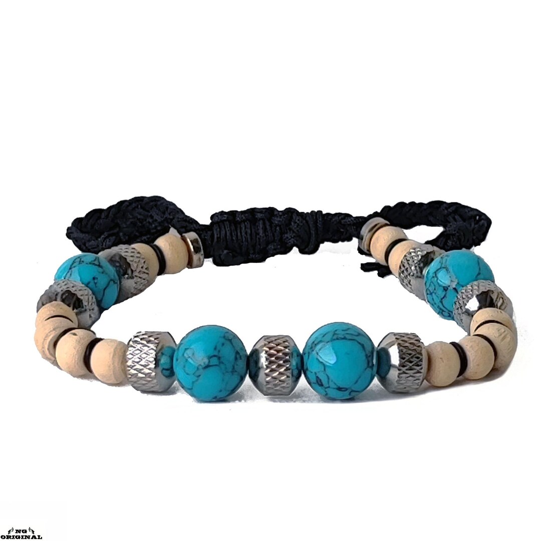 Native American Turquoise Bracelet – Handmade Boho Jewelry Adjustable ...