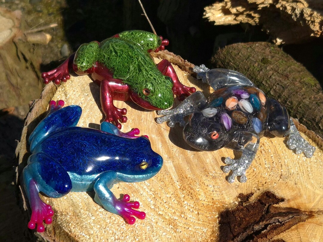 Large Resin Frogs, Glitter Resin Frog, Expoxy Frogs, Beautiful Resin ...