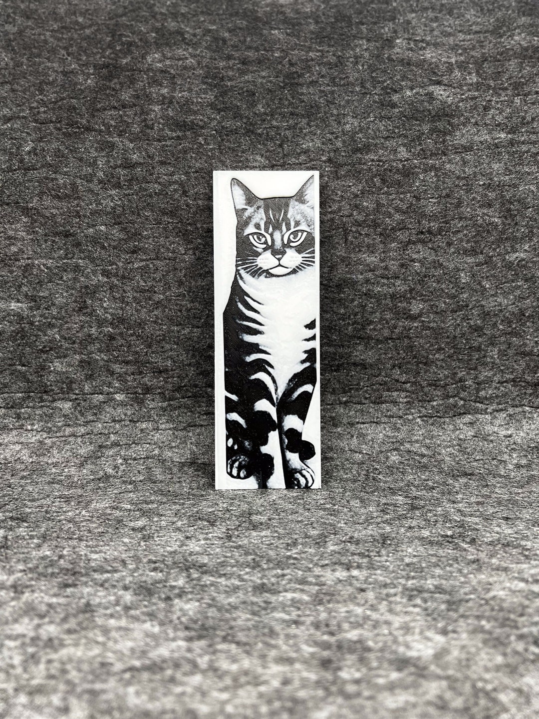 Black and White Cat Bookmark - 3D Printed Cat Bookmark, Textured ...