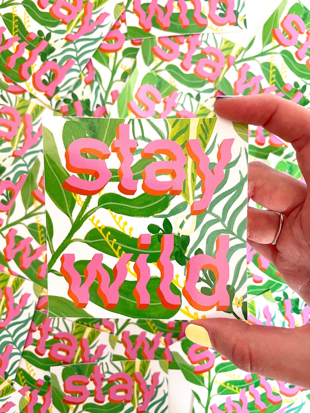Large Stay Wild Square Vinyl Sticker Perfect for Plant - Etsy