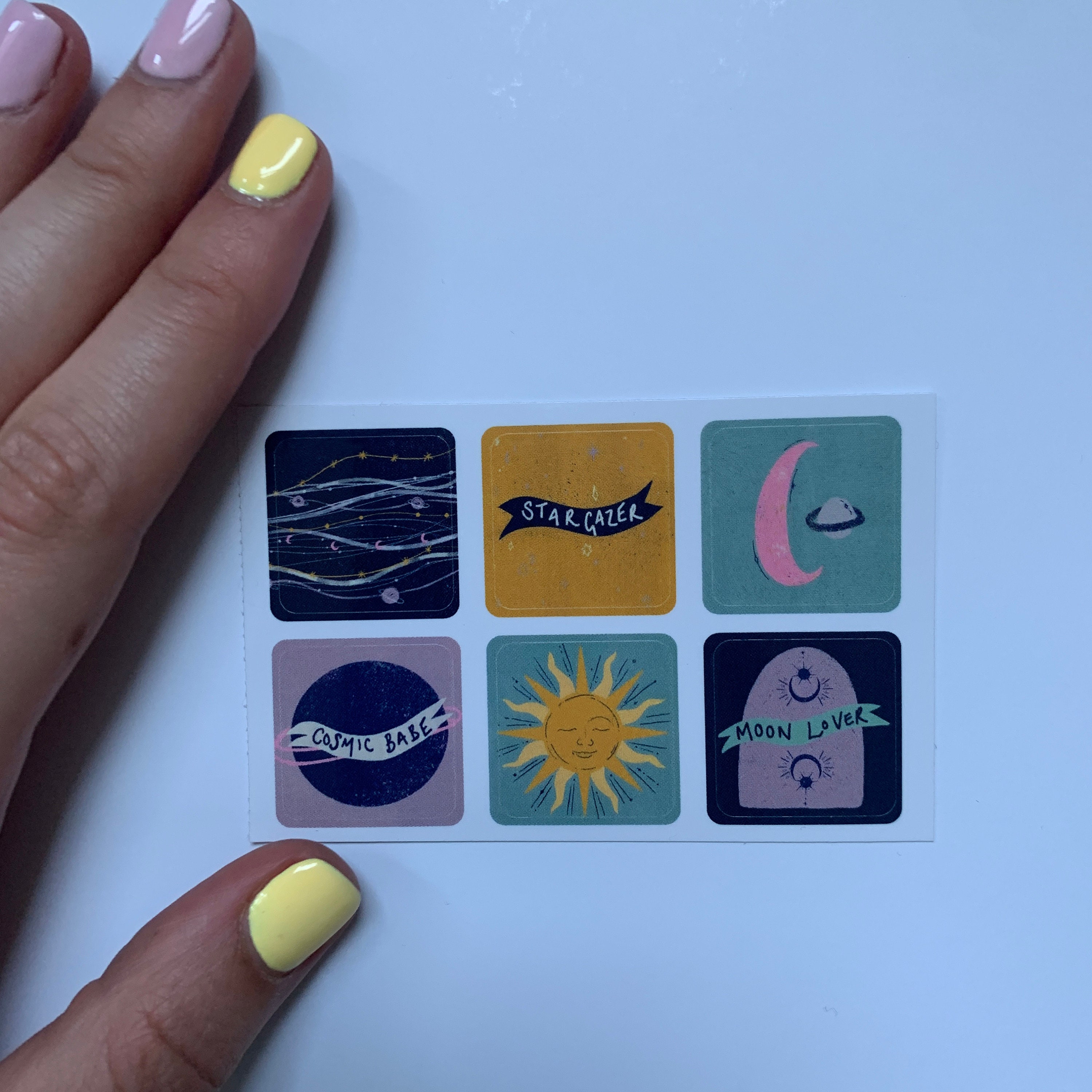 Cosmic Mini Sticker Sheet, Sun Star and Moon, Celestial Sticker Set ...