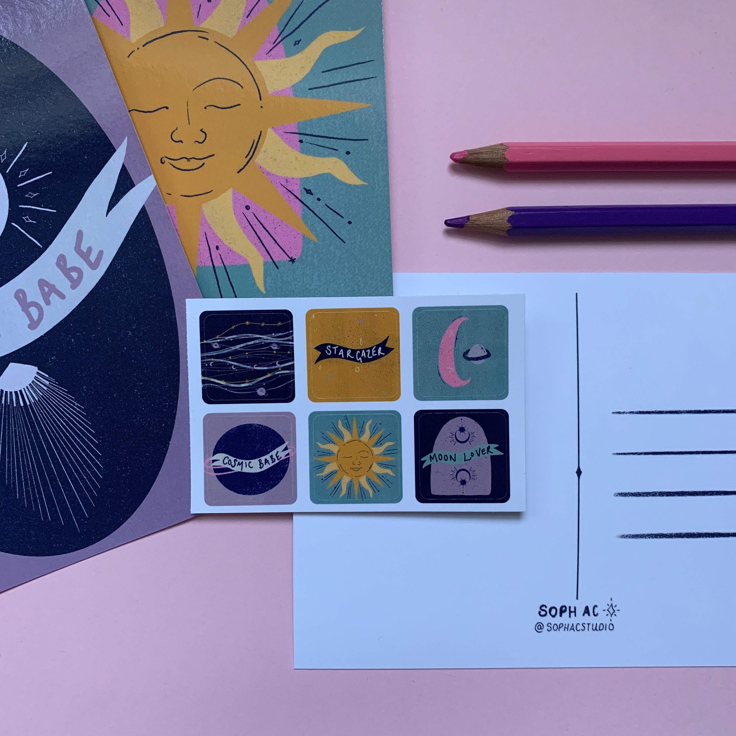 Cosmic Mini Sticker Sheet Sun Star and Moon Celestial - Etsy UK