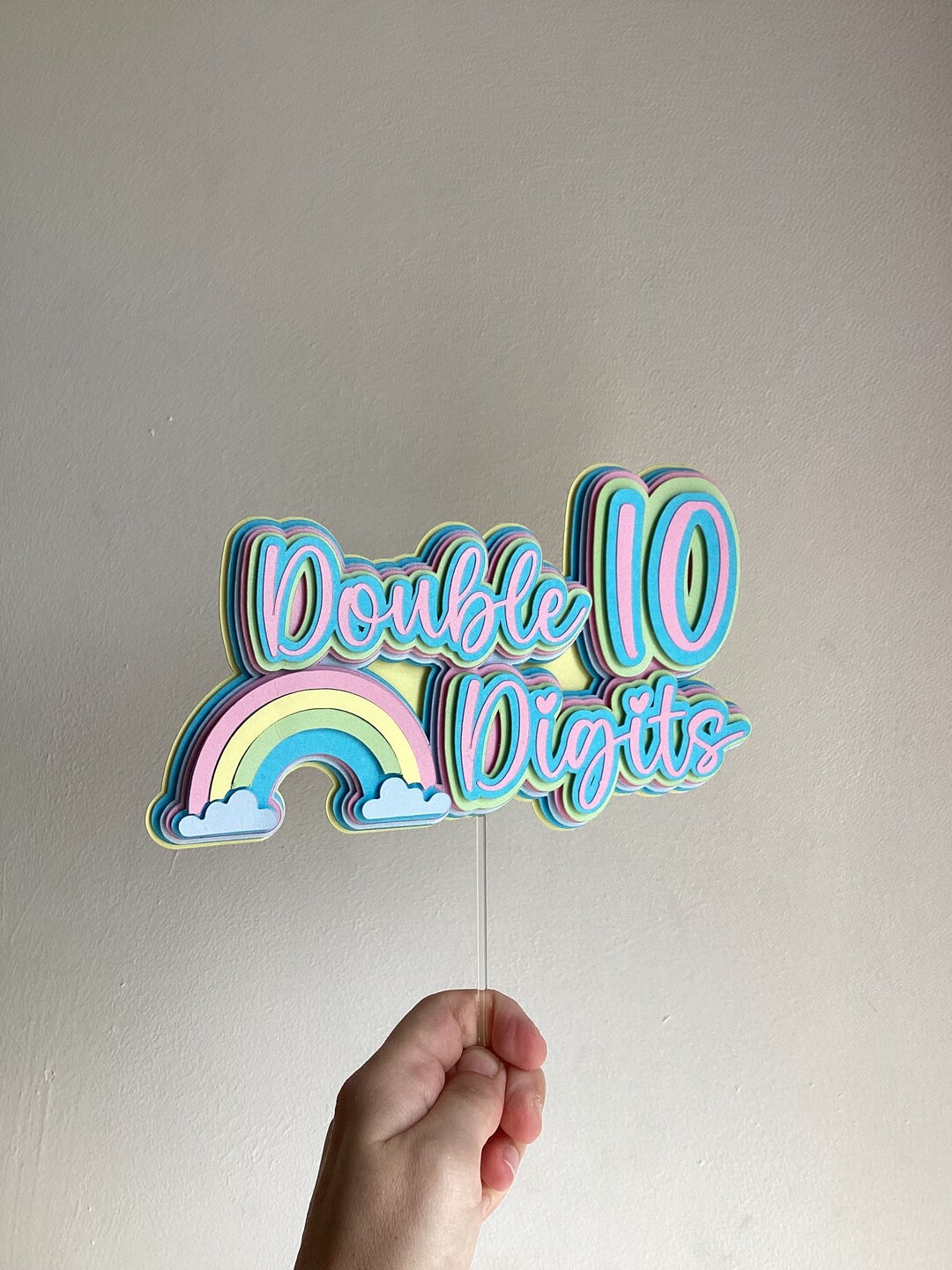 Rainbow Double Digits Cake Topper: 3D Birthday Party Decor - Etsy UK