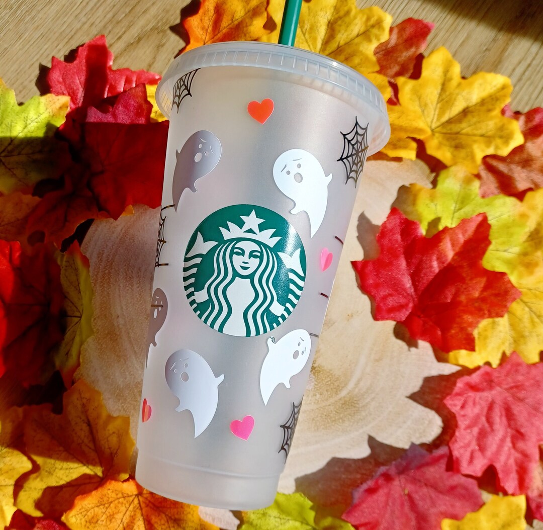 Personalised Cute Ghost Starbucks 24oz Cold Cup Halloween Gifts ...