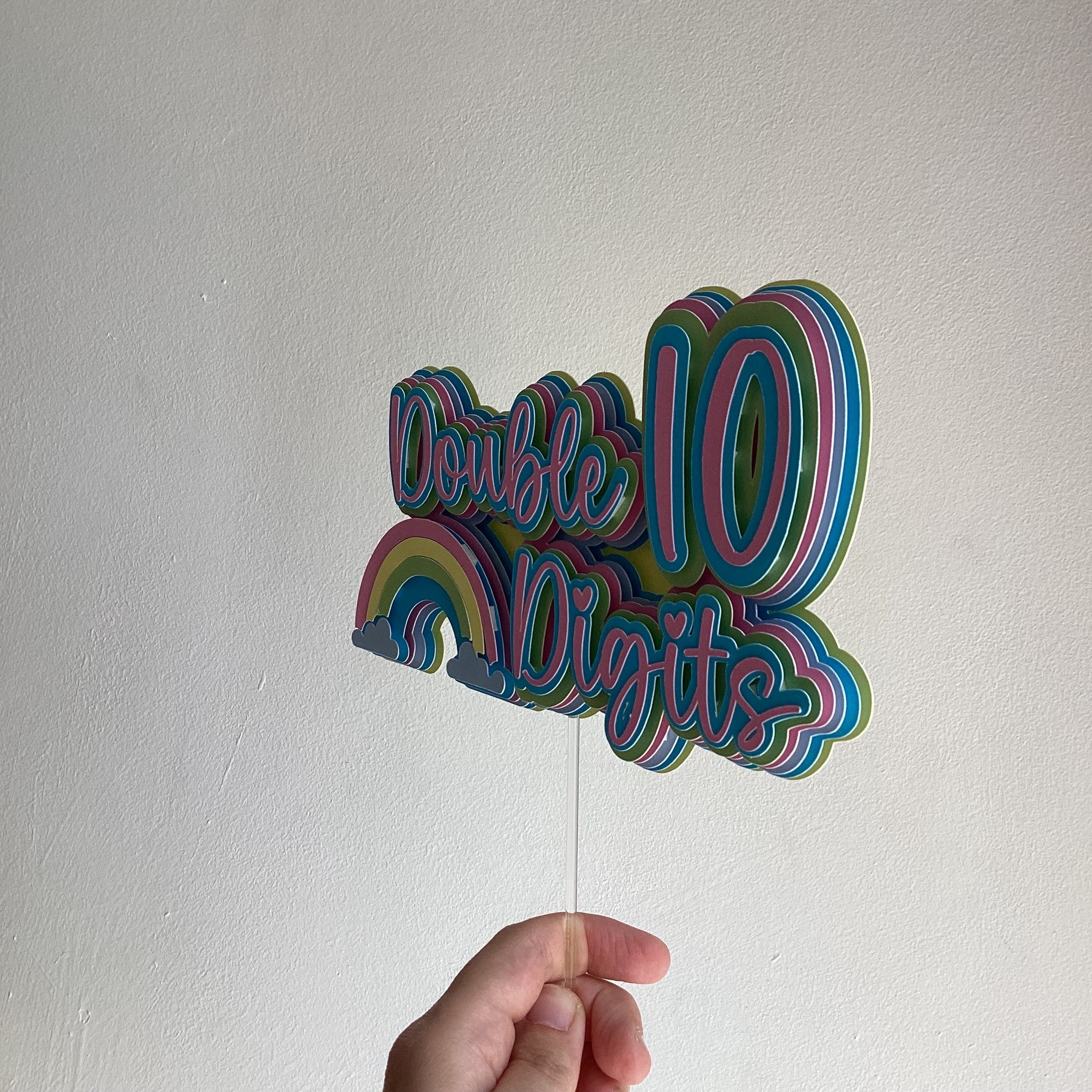 Rainbow Double Digits Cake Topper: 3D Birthday Party Decor - Etsy UK