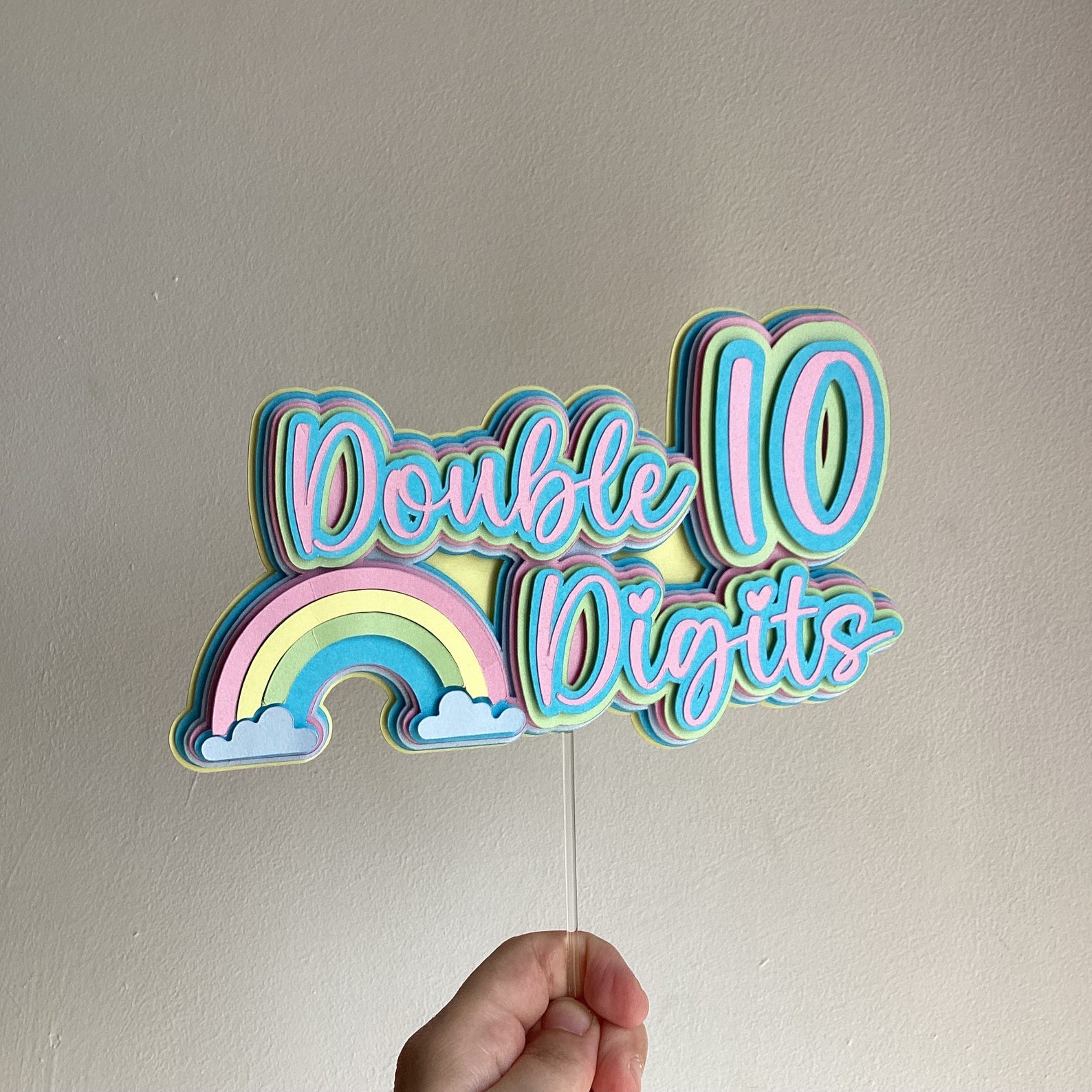 Rainbow Double Digits Cake Topper: 3D Birthday Party Decor - Etsy UK