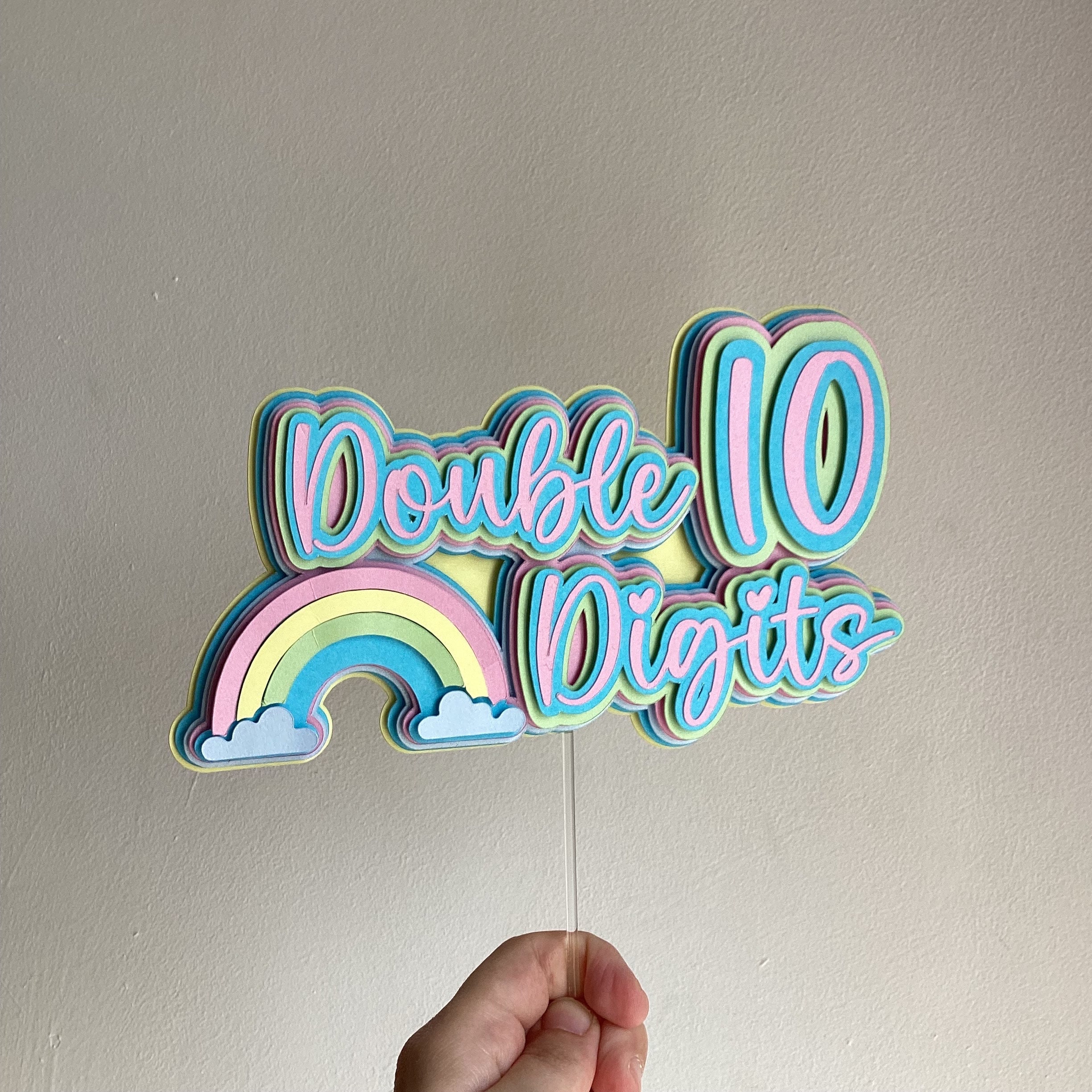 Rainbow Double Digits Cake Topper: 3D Birthday Party Decor - Etsy UK