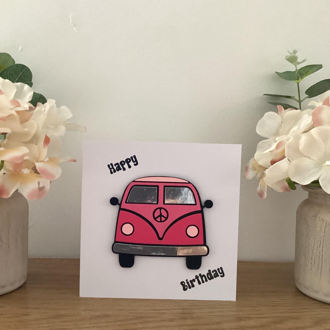 Camper Van Birthday Card | 3D Greetings Card | Camper Van | Birthday ...