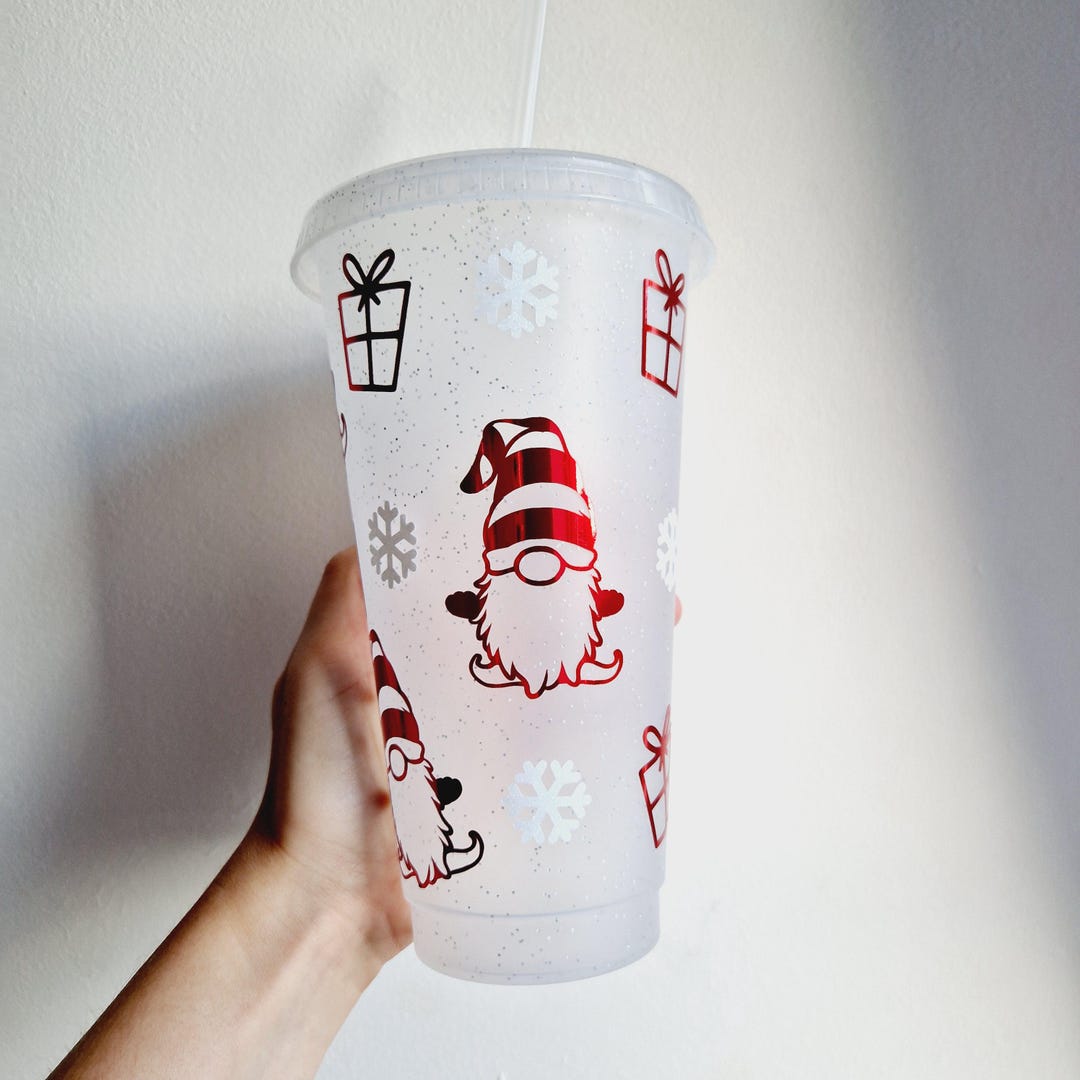 Personalised Santa Gonk 24oz Glitter Cold Cup Christmas Gifts Stocking ...