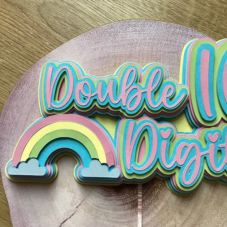 Rainbow Double Digits Cake Topper: 3D Birthday Party Decor - Etsy UK