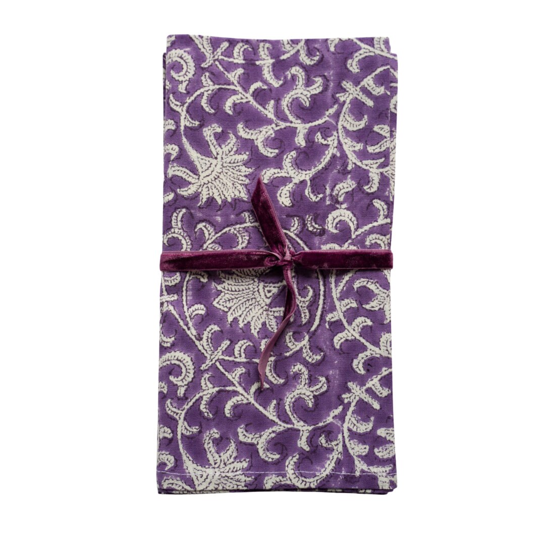 Hand Block Print Cloth Napkins Set of 4 100% Cotton Natural Dyes Eco ...
