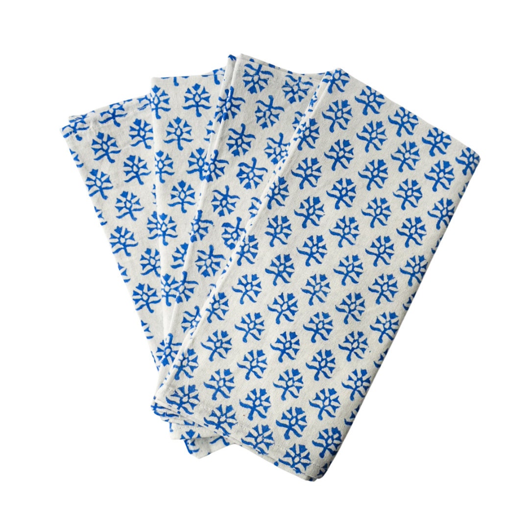 Hand Block Print Cloth Napkins, Set of 4, Blue Boho Table Linens - Etsy