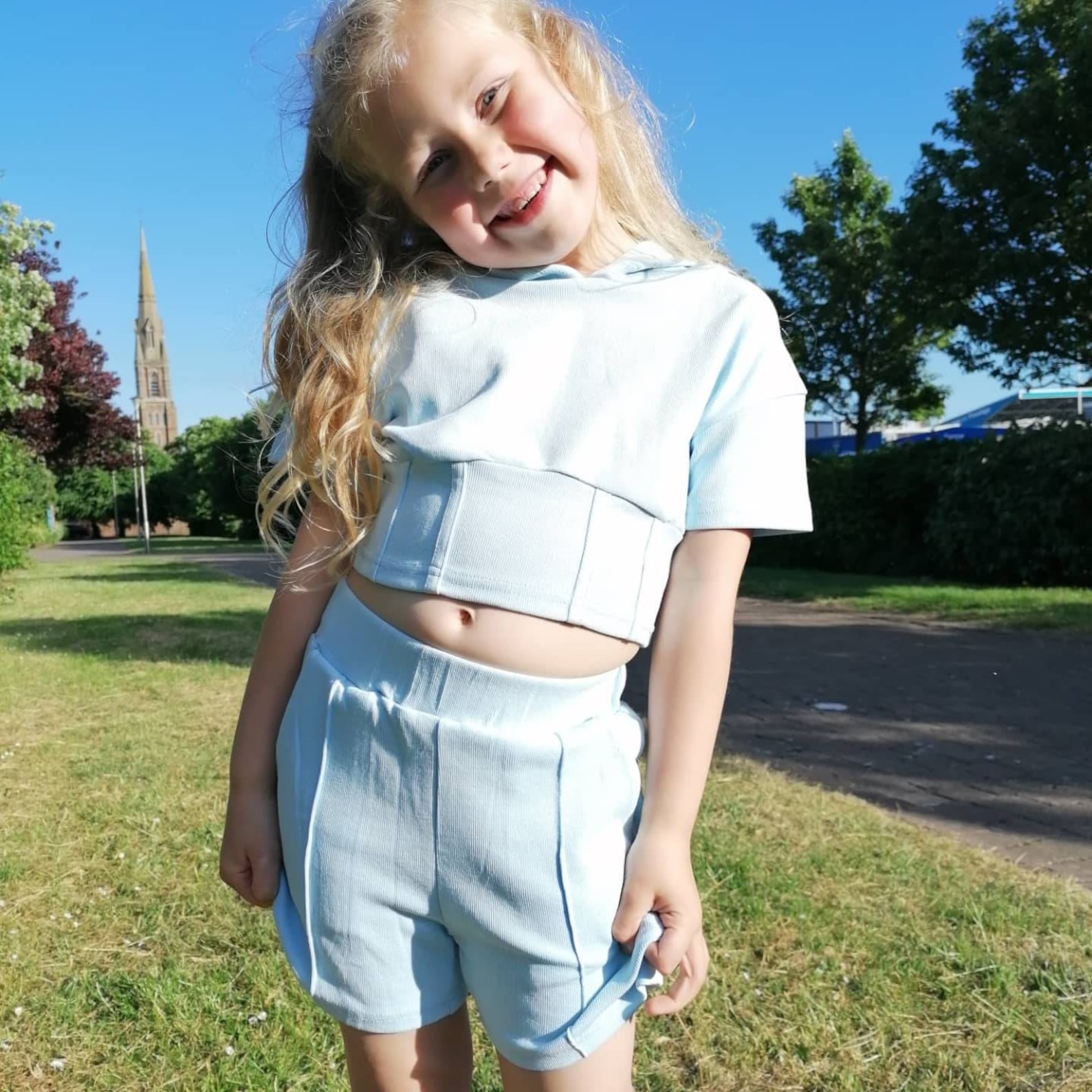 Baby Blue shorts and crop top girls great for summer with | Etsy