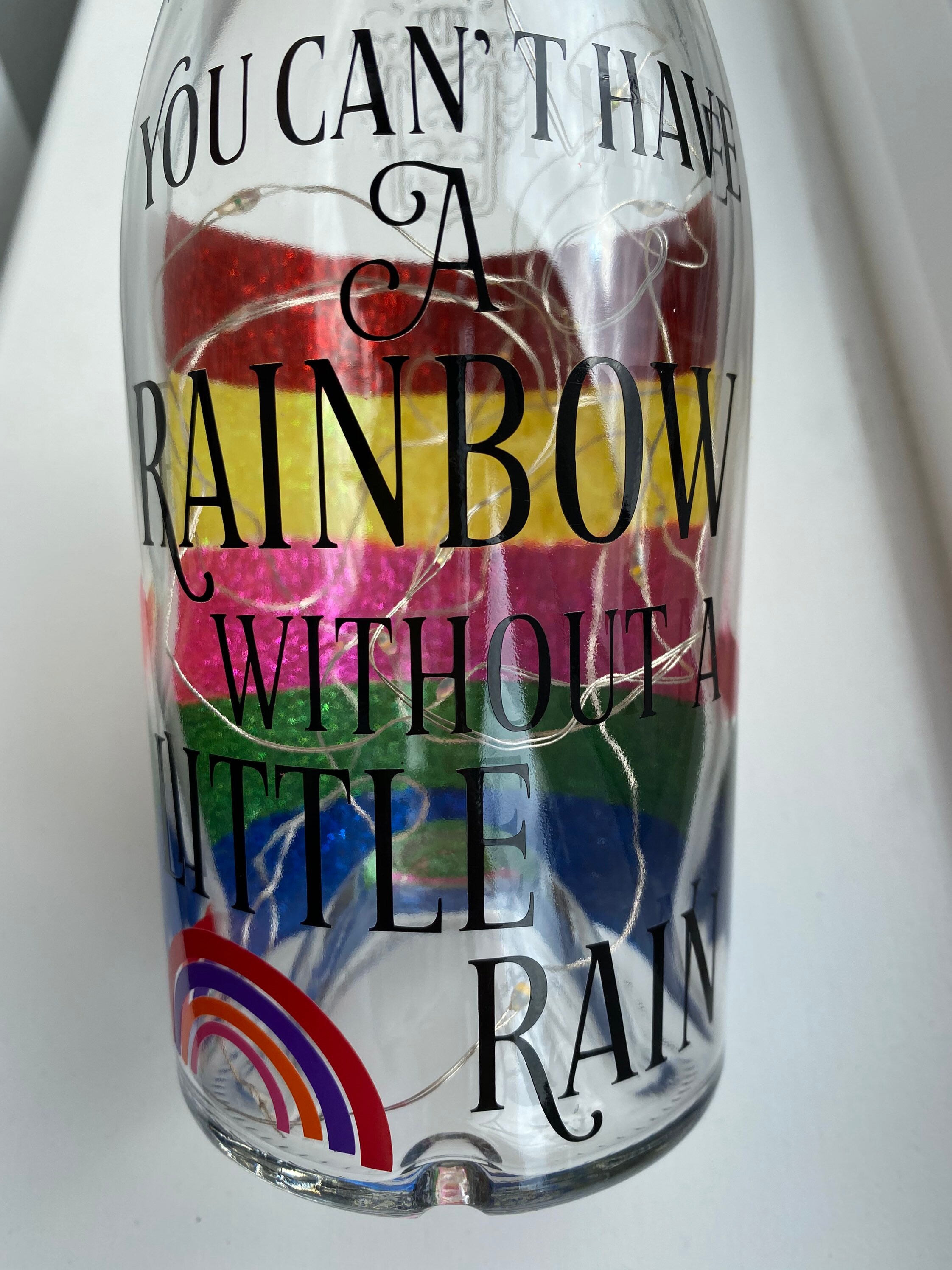You Cant Have a Rainbow Without a Little Rain Wine Bottle Light ...