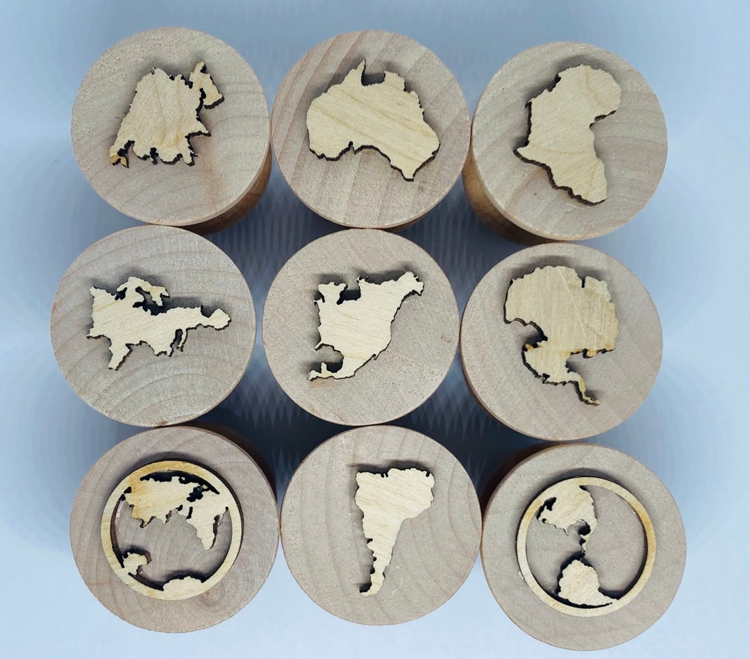 Continents World Wood Stampers| Playdough Stamps | Playdough Tools ...